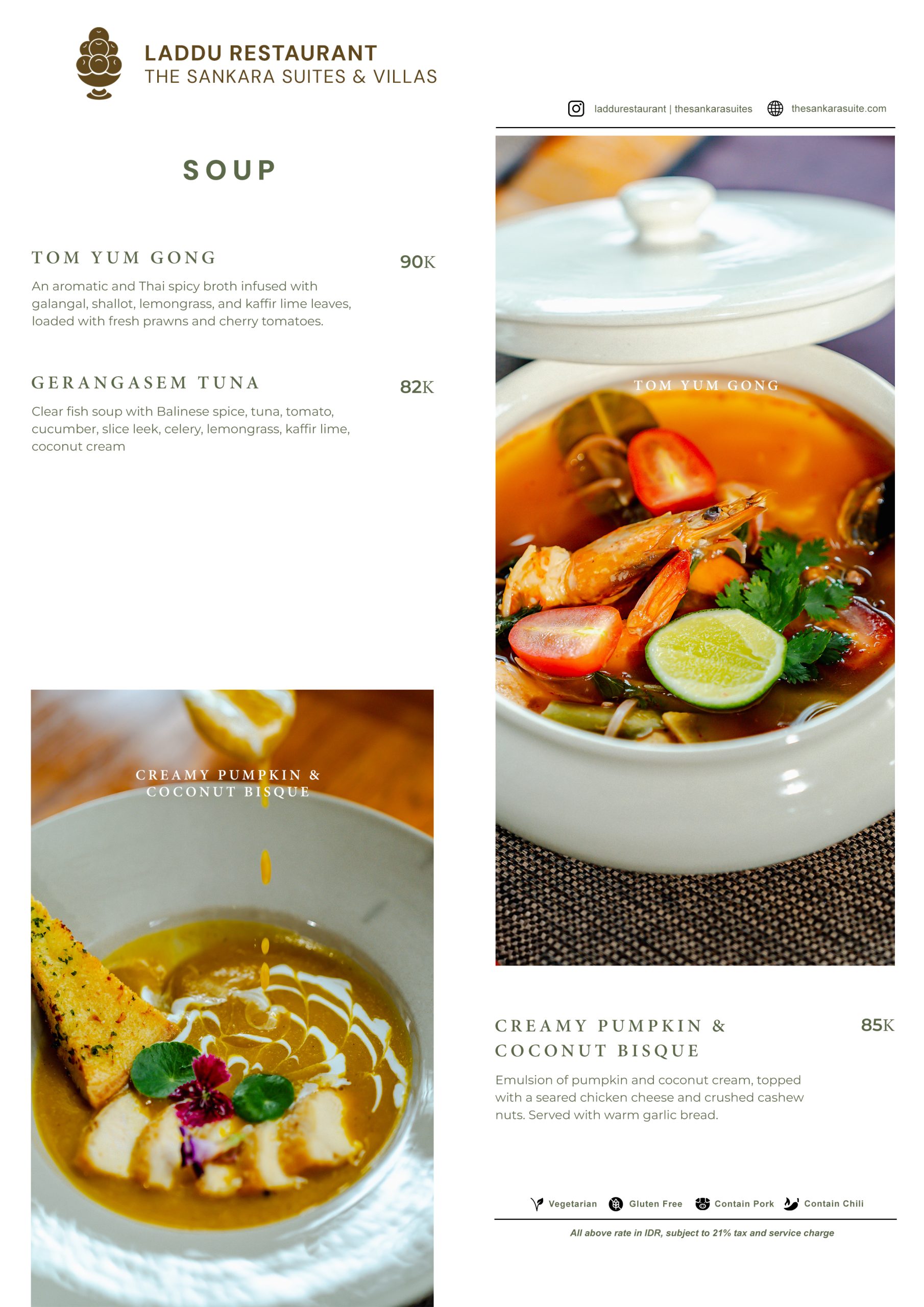 Laddu Restaurant Menu - The Sankara Suites and Villas